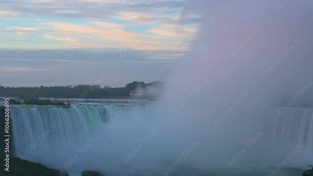 Showcasing the immense power and beauty of Niagara Falls as water ...