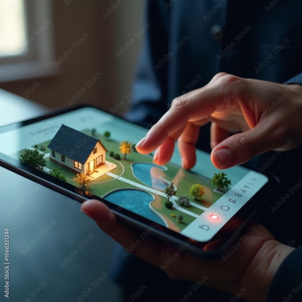 Holographic miniature house, interactive smartphone display, augmented ...