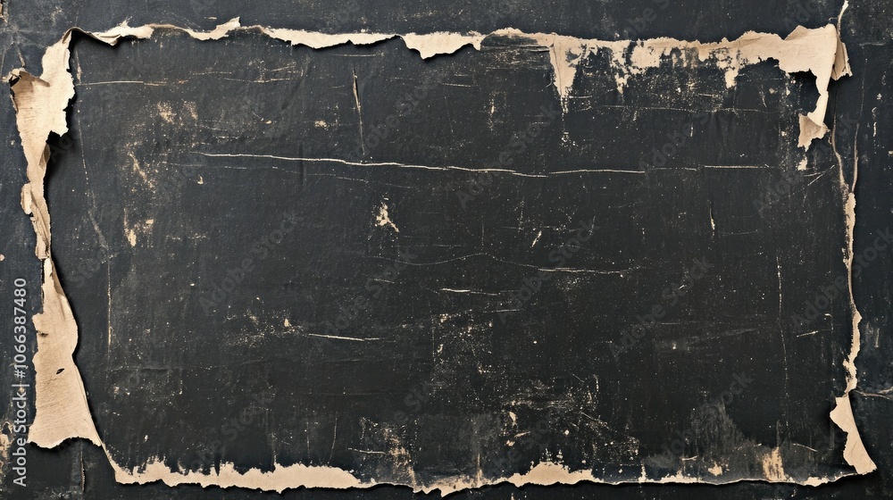 Vintage black torn poster texture with scratches providing an old and ...