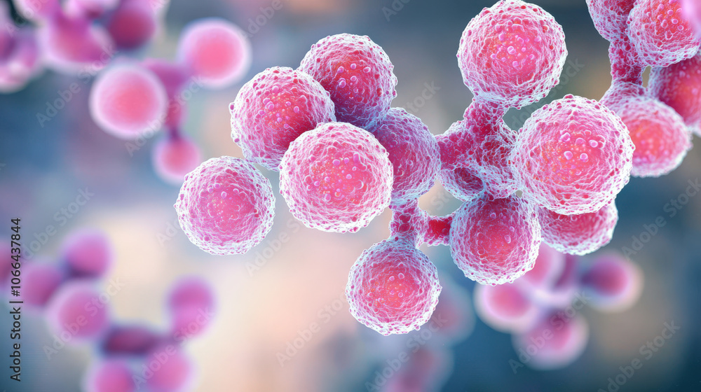 Microscopic image of bacteria cells multiplying on petri dish ...