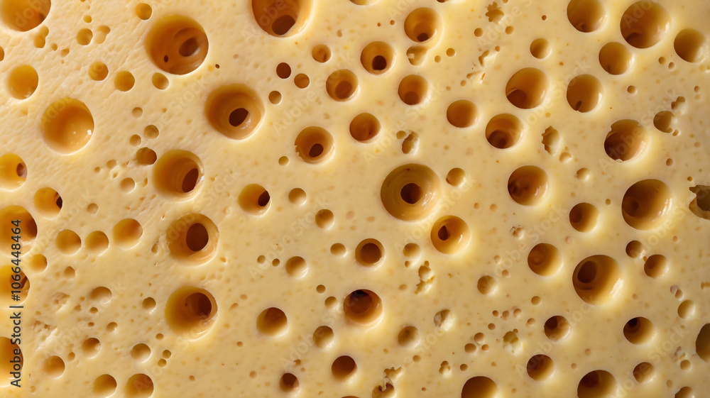 Detailed close-up image of Swiss cheese highlighting its iconic holes ...