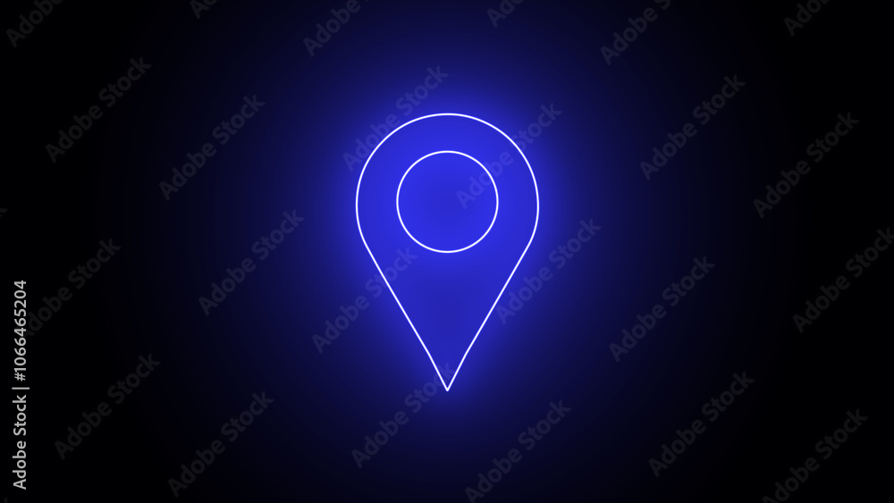 Vibrant Neon Location Icon on Black Background: Bright Colorful GPS ...