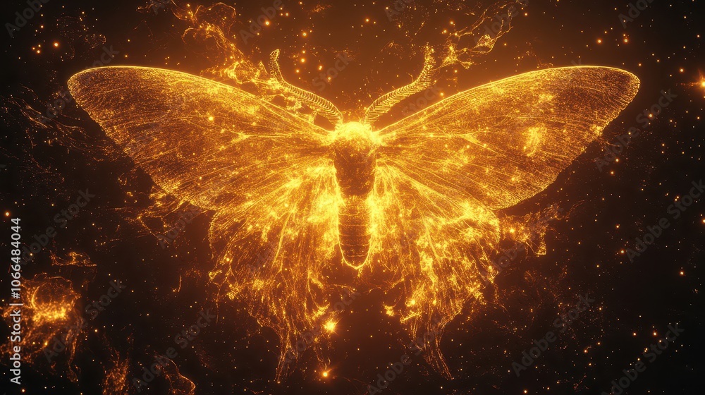 Celestial Moth Drawn to Cosmic Flame: A Digital Representation of ...