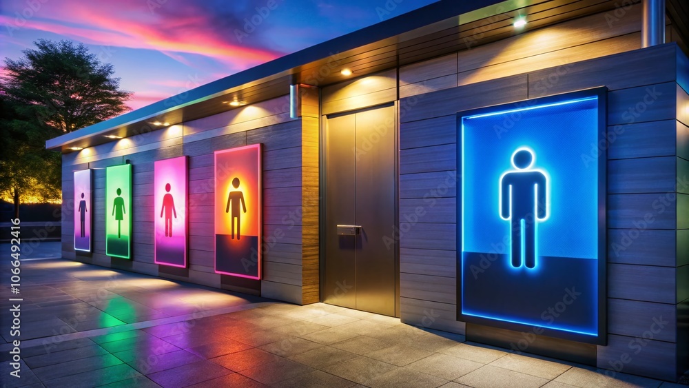 Architectural Photography of Outdoor Toilet Cubicle Signs for Men and ...
