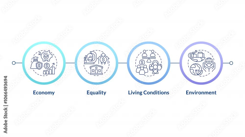 Social economy infographic infographic circles animation. Living ...