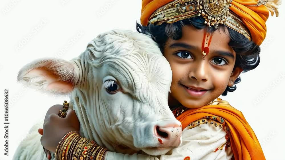 Tender Embrace of Krishna: Boy dressed as Lord Krishna in traditional ...