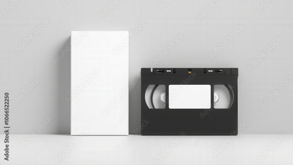 VHS mockup featuring a detailed, blank VHS cassette with its case ...