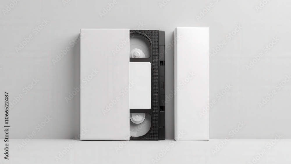 High-quality VHS case mockup showcasing a blank white case and detailed ...