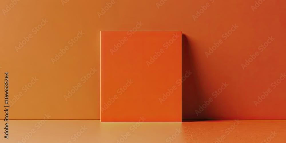 Mockup template for a square business card set against an orange ...