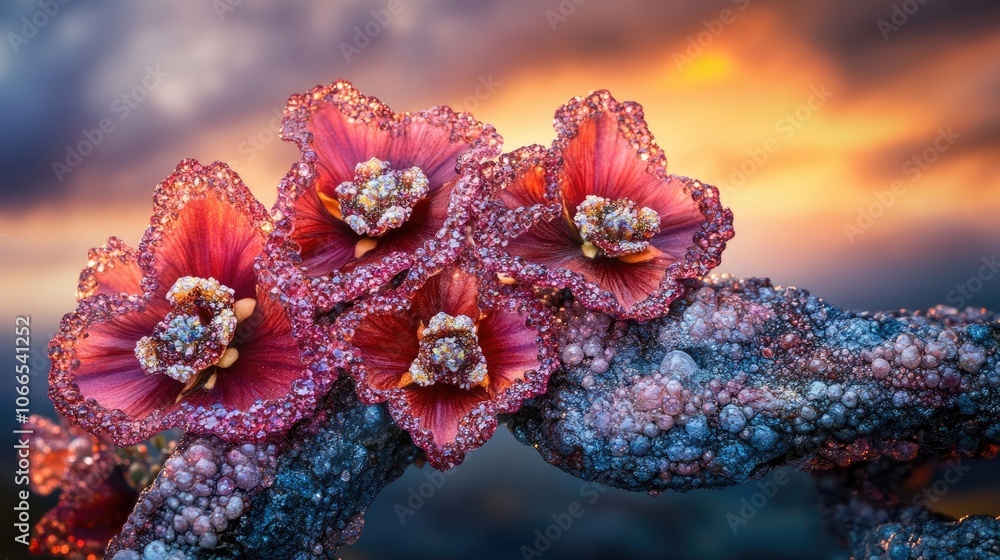 Petula flowers bloom in haste during sunrise, creating a vibrant ...