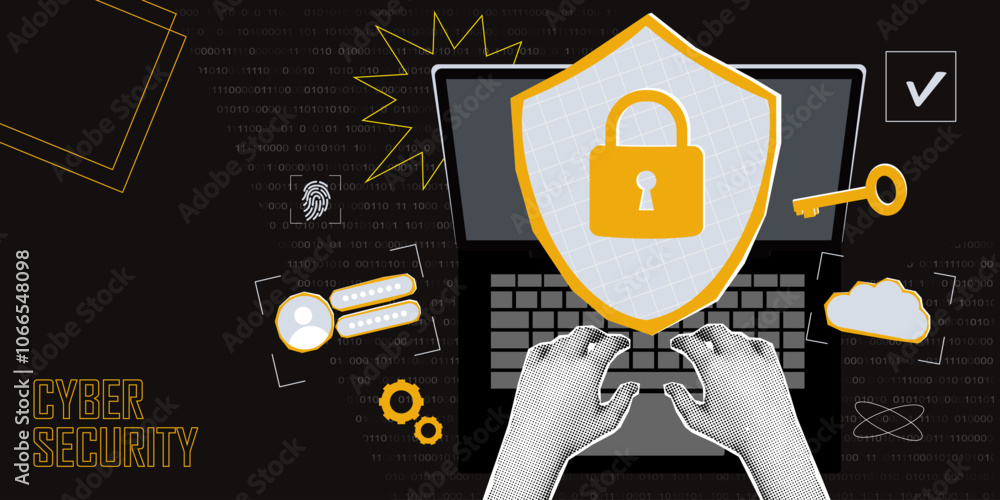 Concept of cybersecurity and personal data protection. Shield with ...