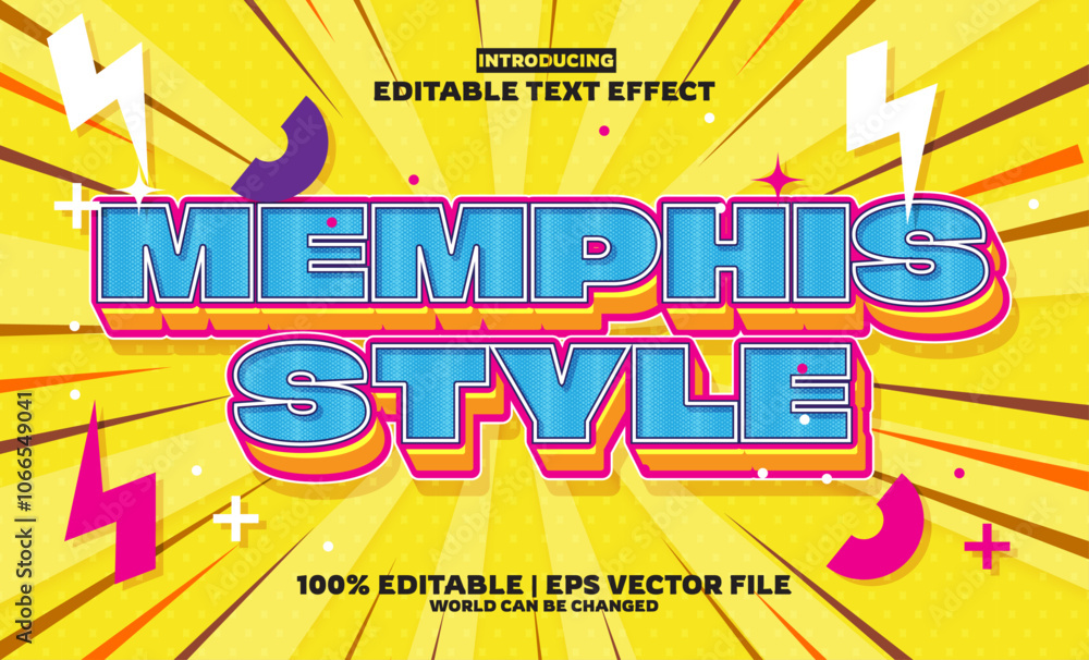 Memphis Editable text effect in memphis trend style Stock Vector ...
