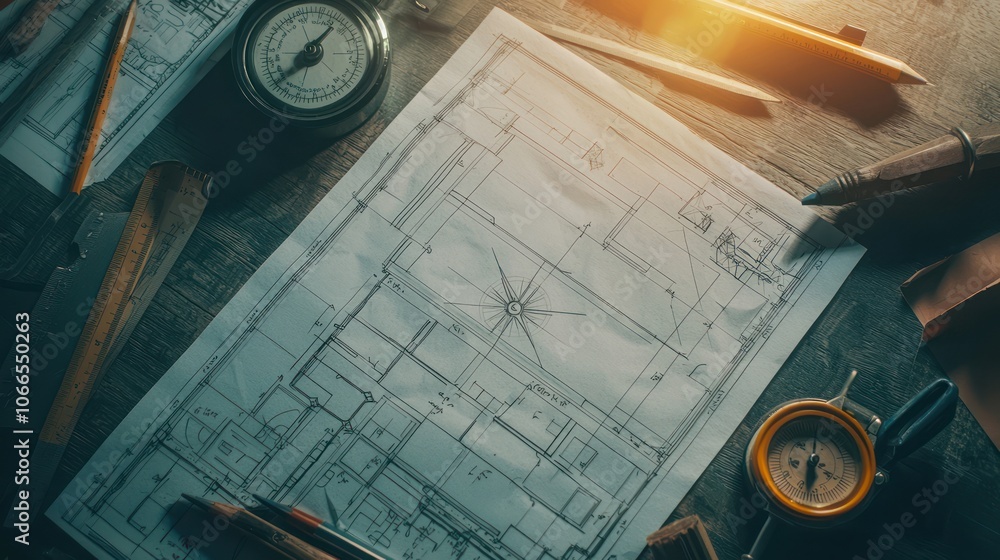 tools commonly used in design, such as a compass, ruler, protractor ...