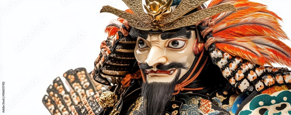 Intricate puppet portraying a traditional warrior, featuring vibrant ...