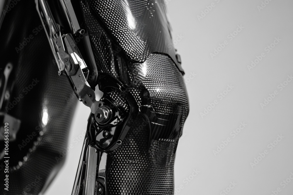 The intricate design of a modern prosthetic leg highlights its durable ...