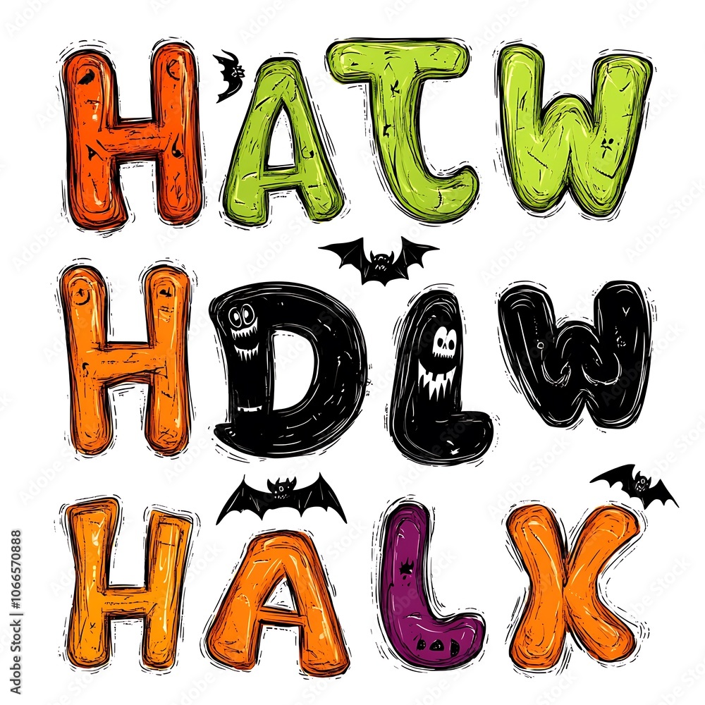 Explore fun halloween-themed letter designs featuring bats and spooky ...