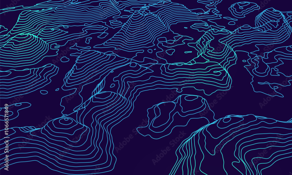 3D topographic map. Geographic contour map background with elevation ...
