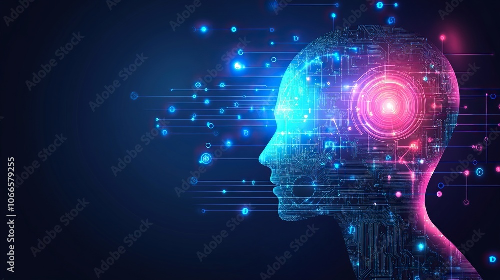 AI or artificial intelligence with the computer brain as a neural ...