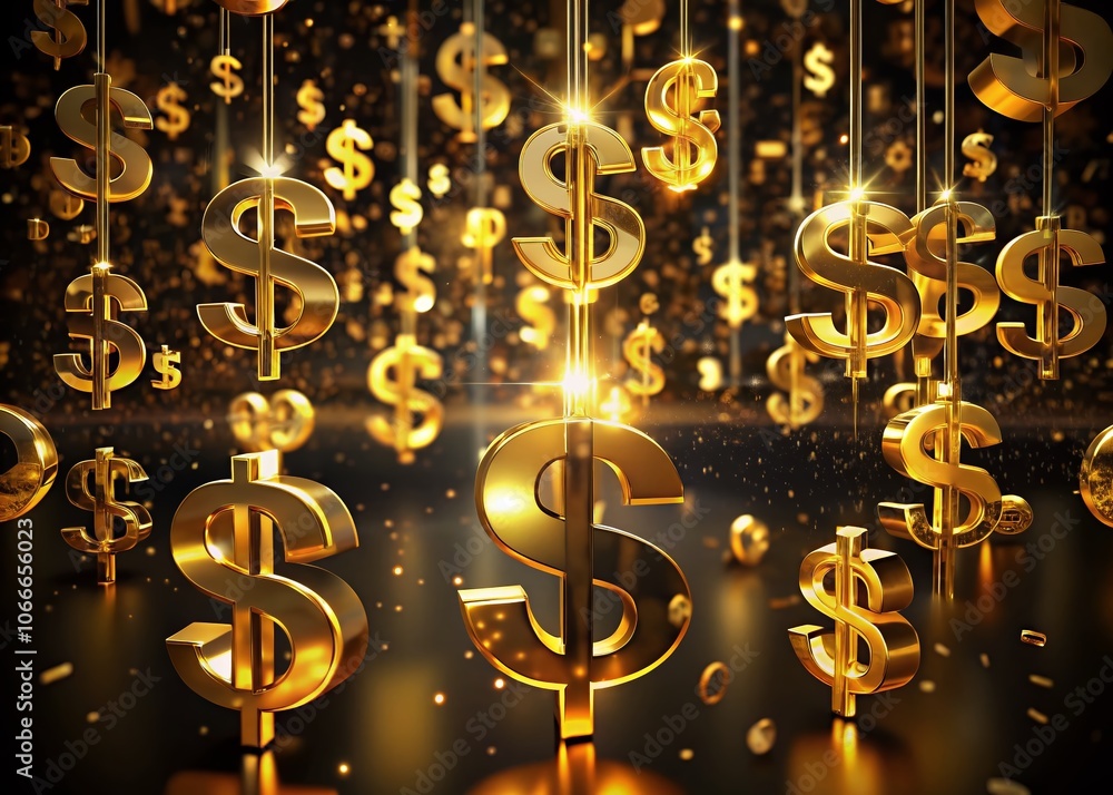 Golden Dollar Signs Falling Animation on Transparent Background for ...