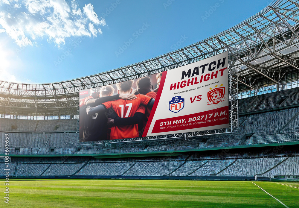 Screen Football Stadium Mockup With Generative AI Stock Template ...