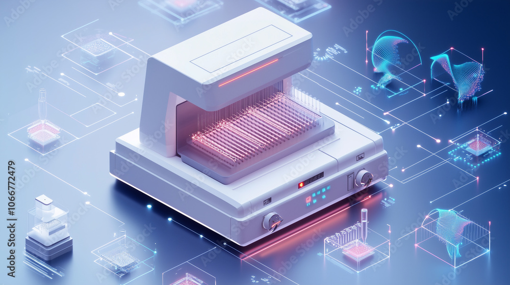 Thermal cycler running polymerase chain reaction protocol Stock ...