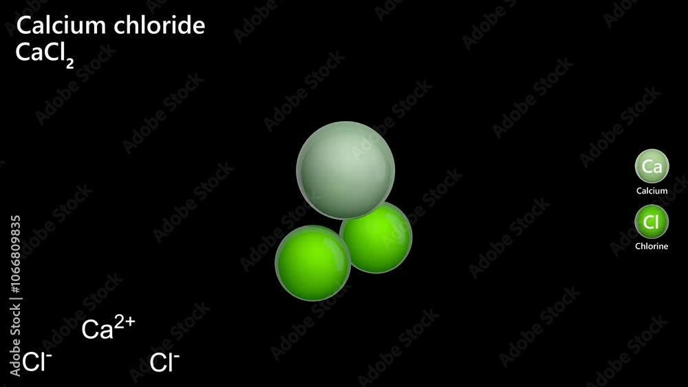 Calcium Chloride. De-icing. Animated 3D model of a molecule. Molecular formula: CaCl2. Chemical ...