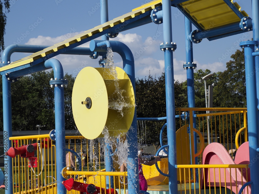 Bright Children’s Water Playground with Splashing Water and Play ...