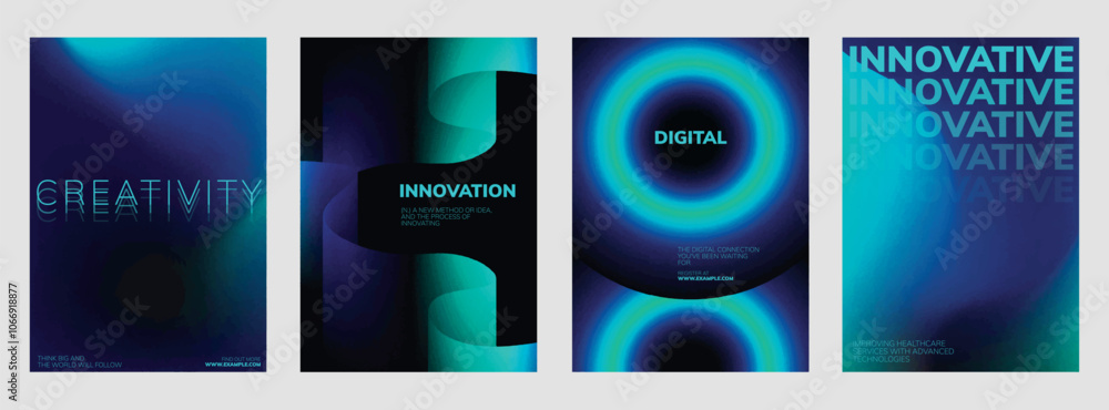 Futuristic digital innovation posters. Futuristic poster template set ...