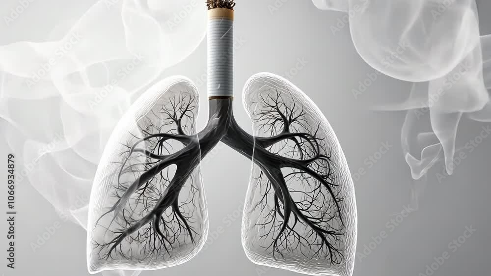 Cigarette and lungs symbolizing smoking impact, health risk, and lung ...