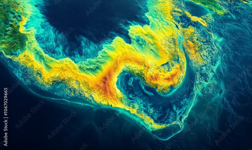 Dynamic heatmap of a river delta, showing temperature gradients in the ...