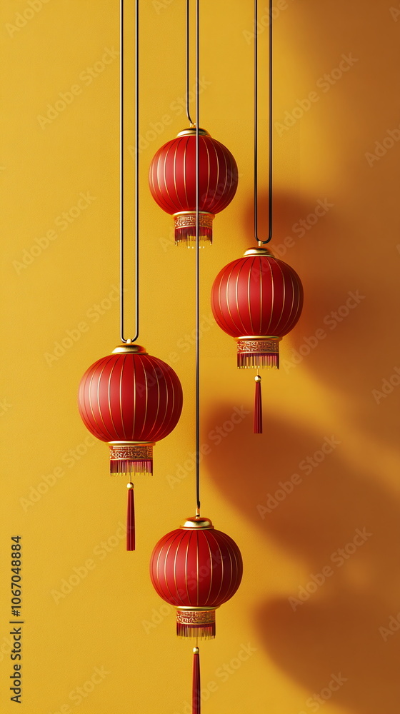 Elegant banner with lantern decorations on a rich gold solid background ...