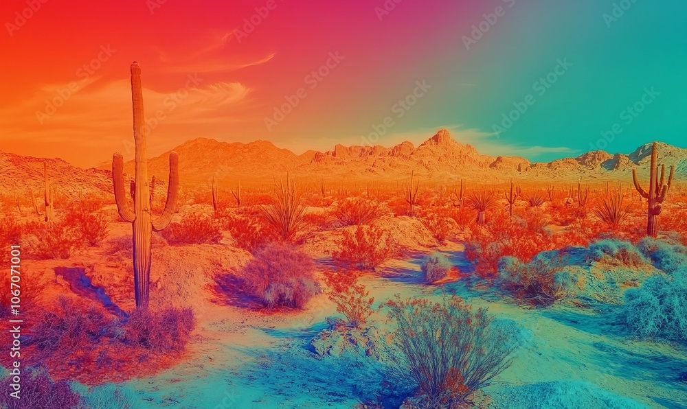 Heatmap of a desert landscape, with intense reds and oranges marking ...