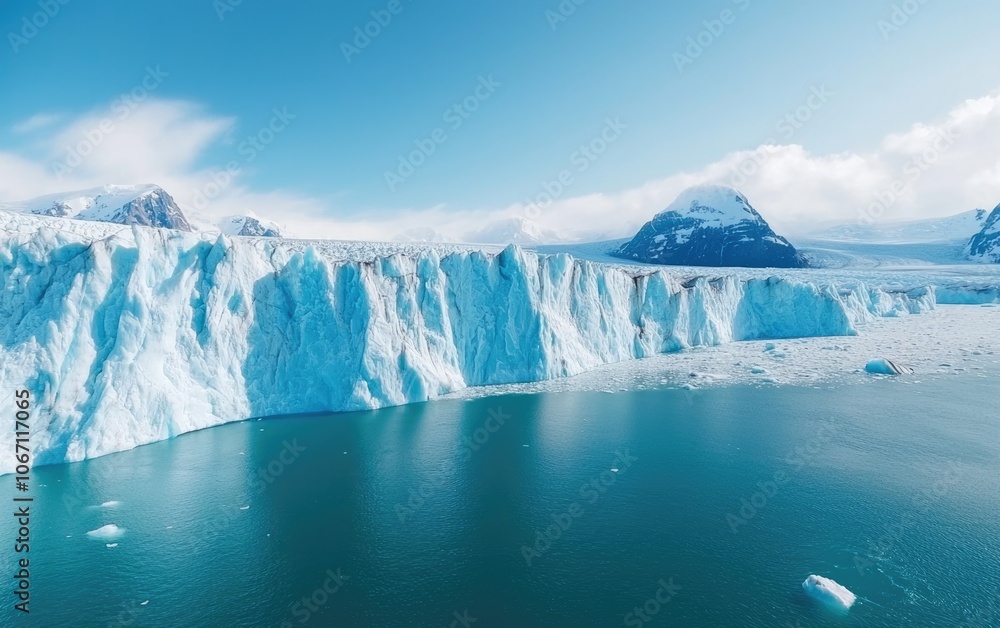 Massive glaciers melting into the ocean, symbolizing the slow yet ...