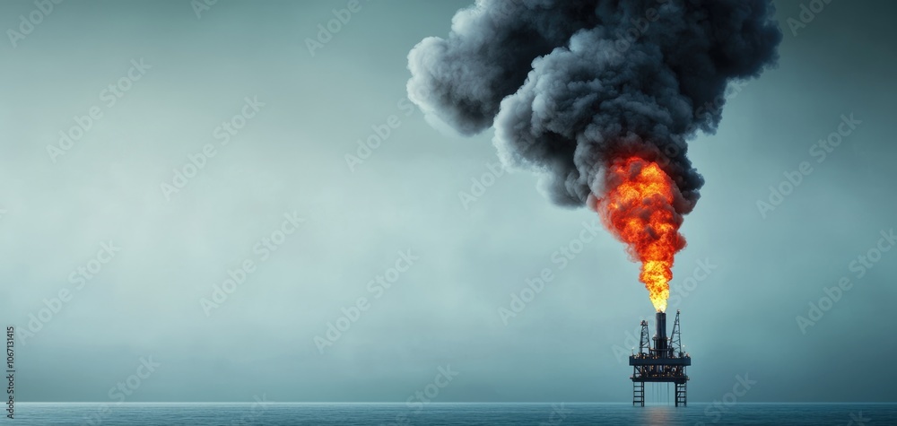 CO2 emissions from an offshore oil drilling platform, showcasing the ...