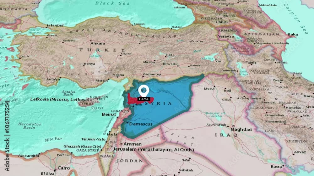 The State Of Hama.Political map of syria.Hama map. Stock Video | Adobe Stock