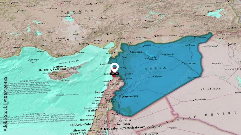 The State Of Tartus.Political map of Syria.Tartus map. Stock Video ...