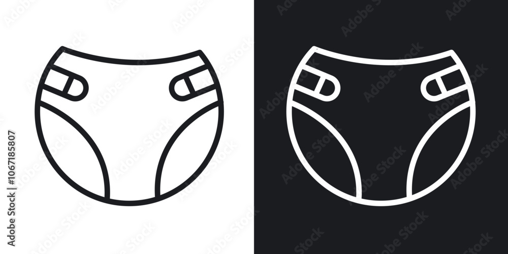 Diaper icon in black and white outlined stroke Stock Vector | Adobe Stock