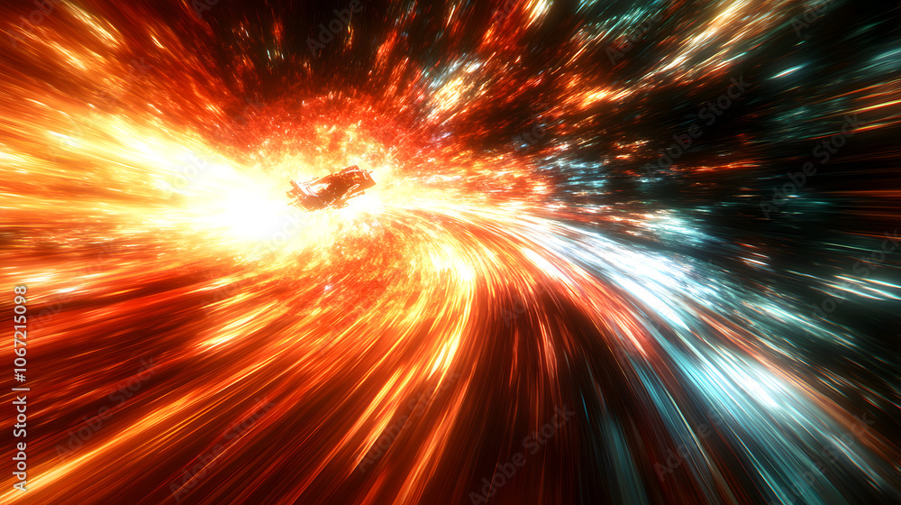 Dramatic Scene of a Futuristic Spaceship Departing from a Planetary ...