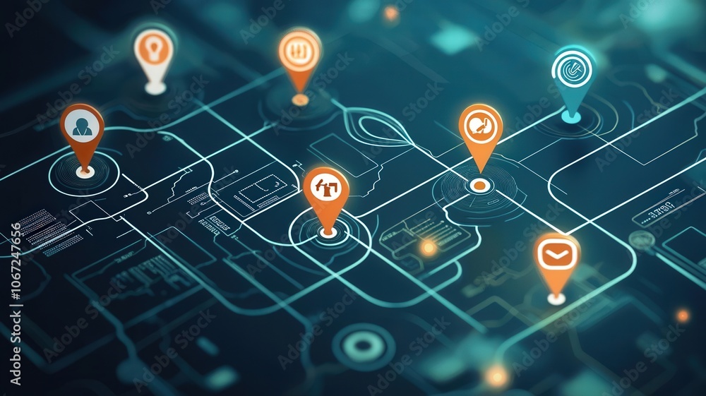 Conceptual map overlay with price icons and value markers, illustrating ...