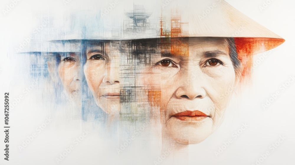 Artistic portrait, two women with unique facial features, a study in ...