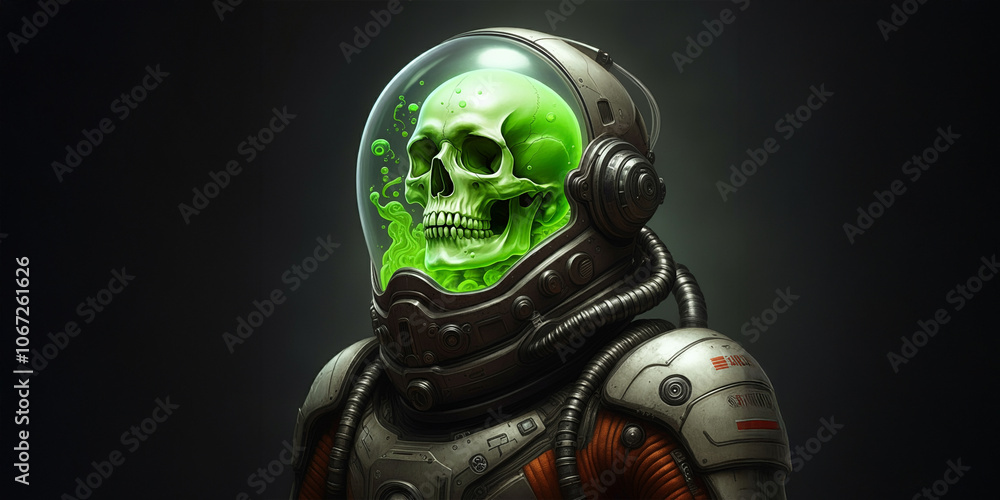 Skeleton in a Astronaut Space Suit filled with a Decaying Green Ooze ...