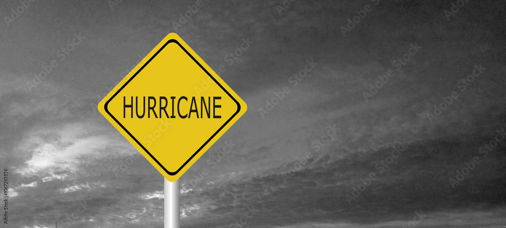 danger,caution,Hurricane Idalia warning sign against a powerful stormy ...