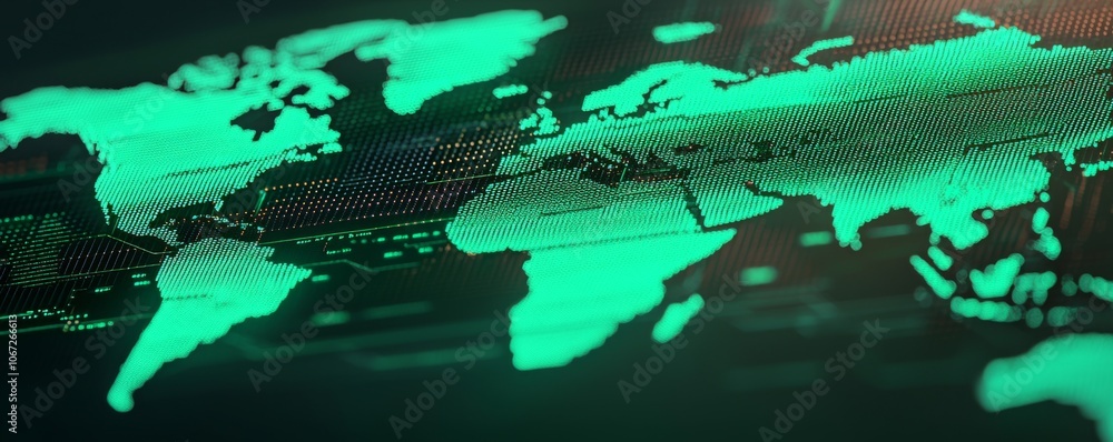 Digital Green Map Overlay of Global Data Visualization Stock Illustration | Adobe Stock
