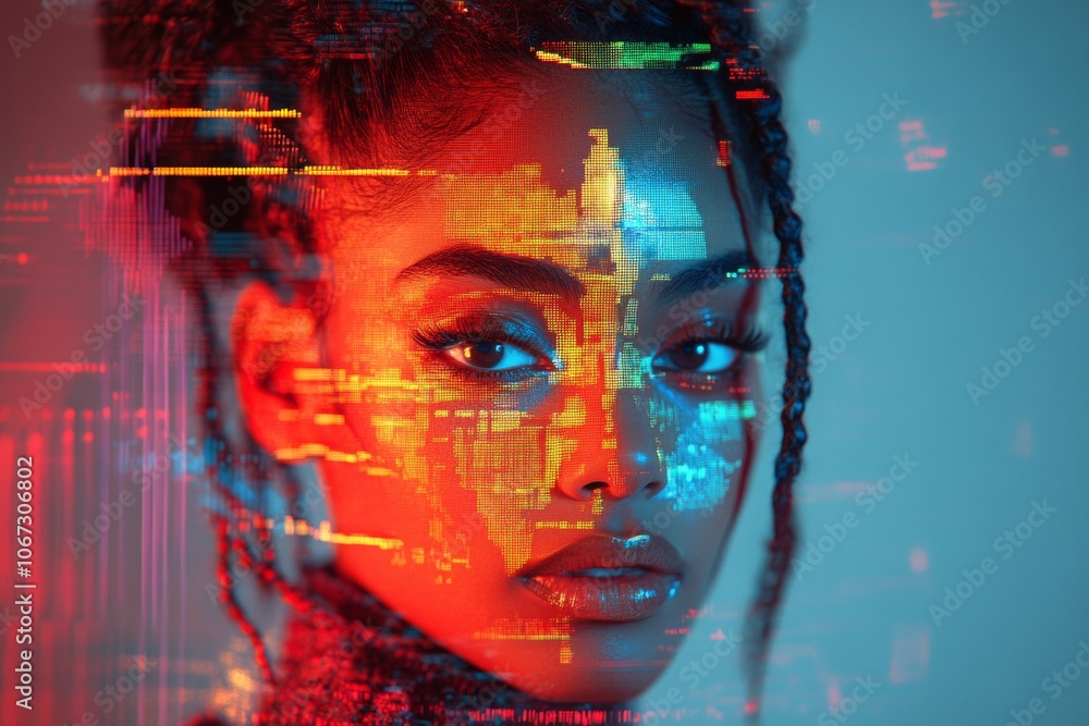 Glitch Aesthetic Gen-Z Model in Pixel Sorting Fashion, Embracing ...