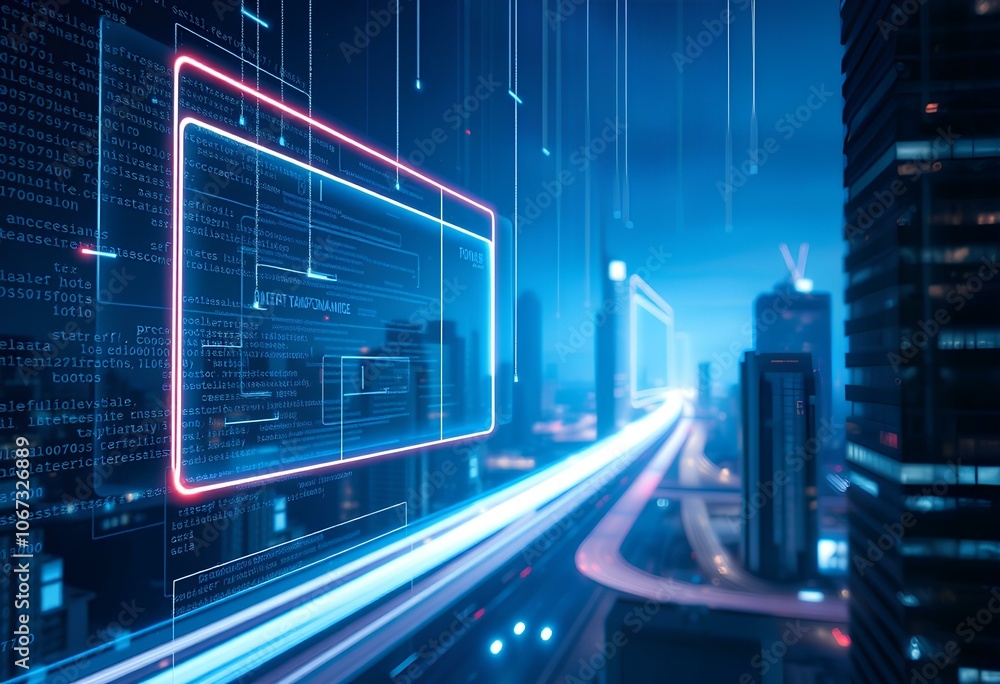 Conceptual images showing digital transformation in business, glowing ...