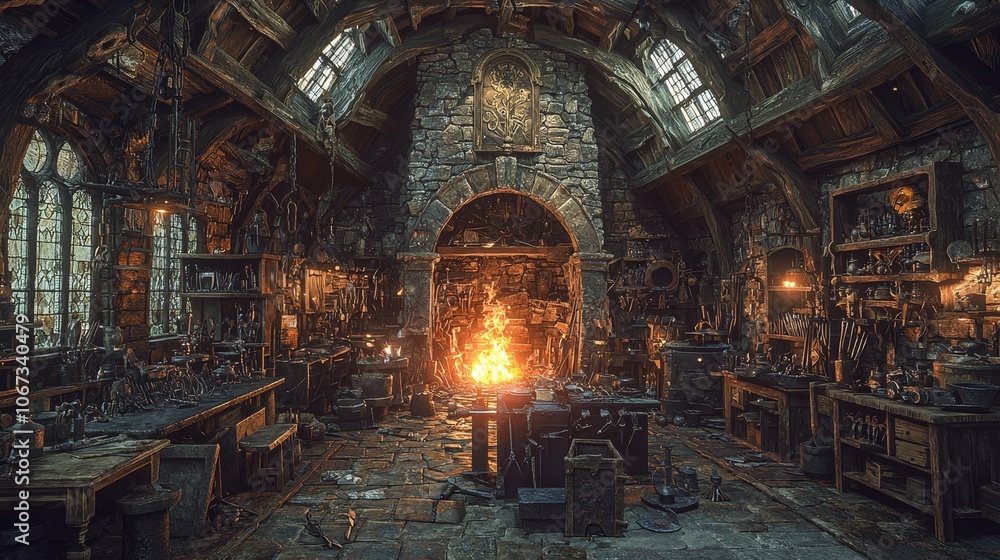 Explore the enchanting world of a wizard's workshop filled with magical ...