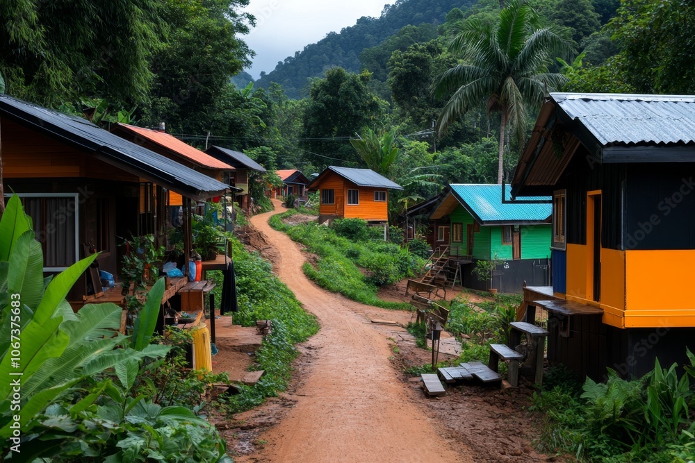 Rural housing cooperative with a few small homes and shared amenities ...