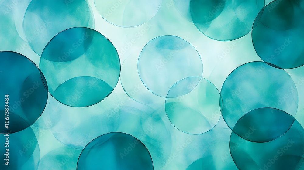 Abstract digital art featuring overlapping translucent circles in ...