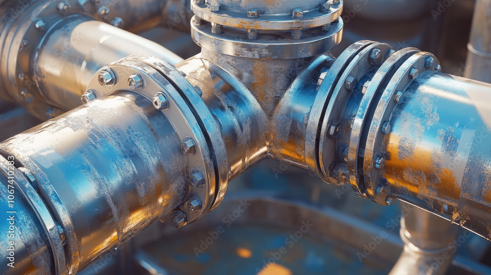 A water pipe made of steel connects to a water tank. The pipe has a ...