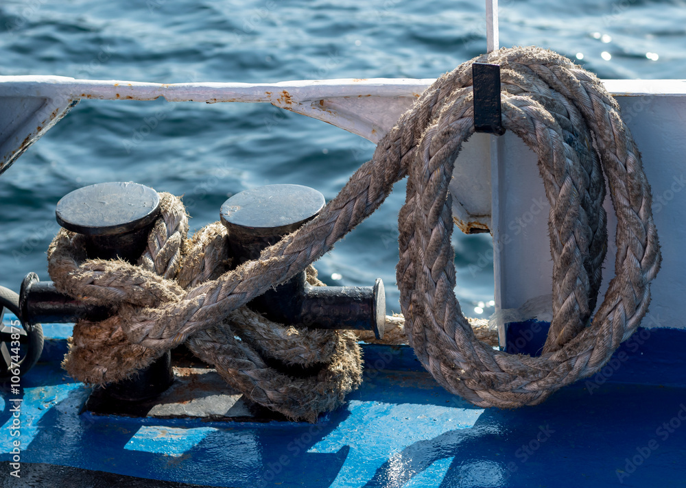 Large ship rope used for mooring vessels when they dock. Stock Photo ...